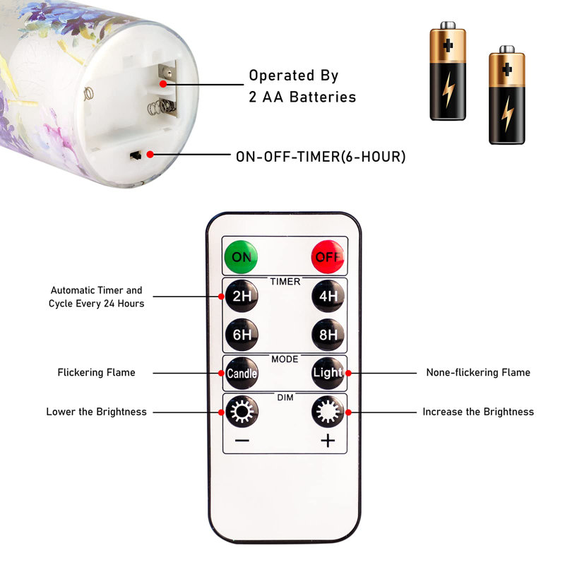 Red Barrel Studio® Flameless Candles Led Flicker With Remote Dim Blue ...