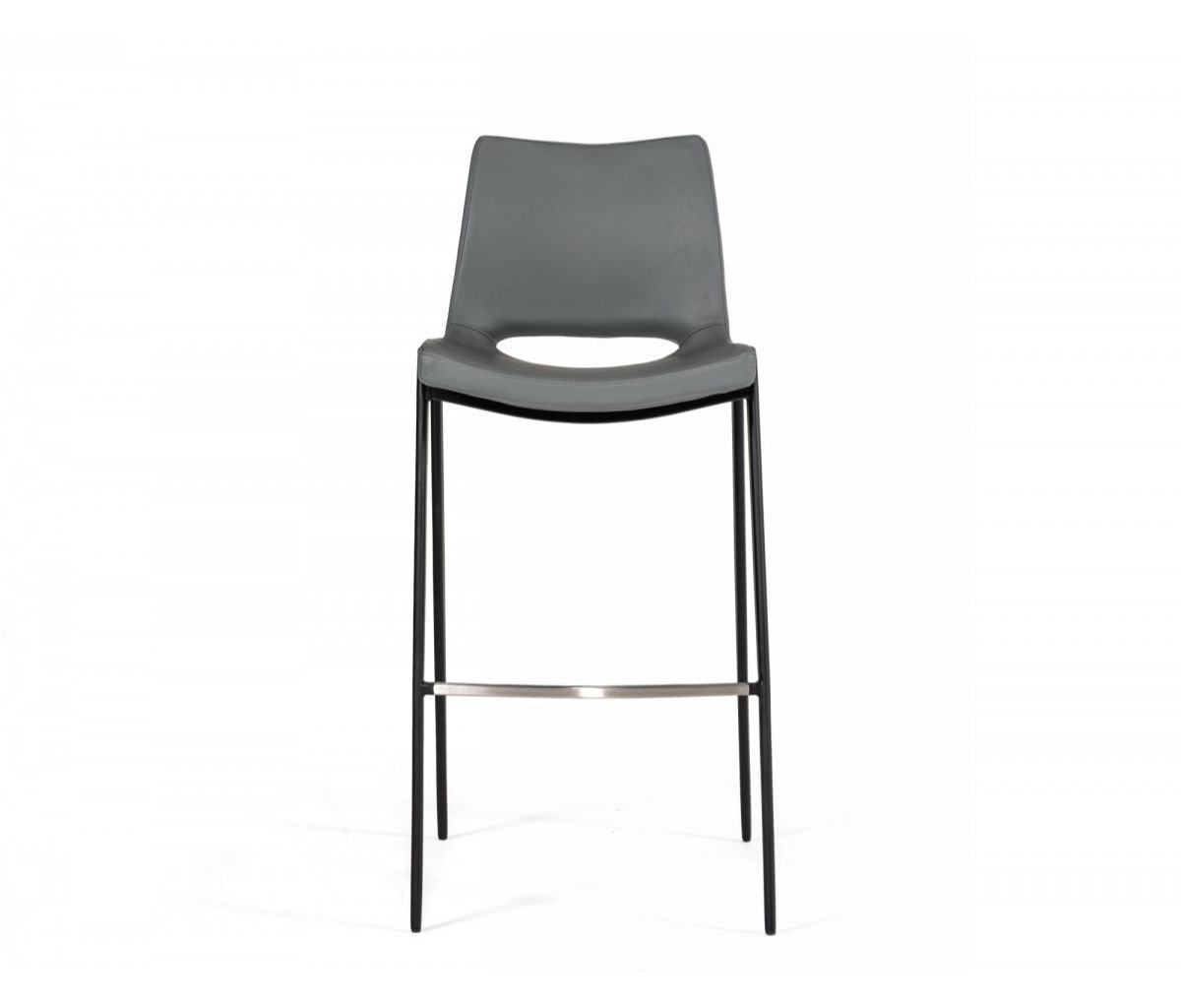 Corrigan Studio® Set Of Two 42" Grey Faux Leather And Stainless Steel ...