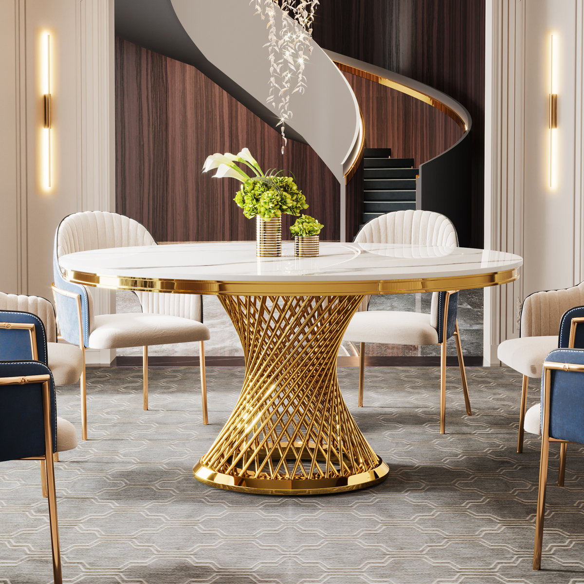 Willa Arlo™ Interiors Averill Round 59'' Dining Table, Luxury Sintered ...