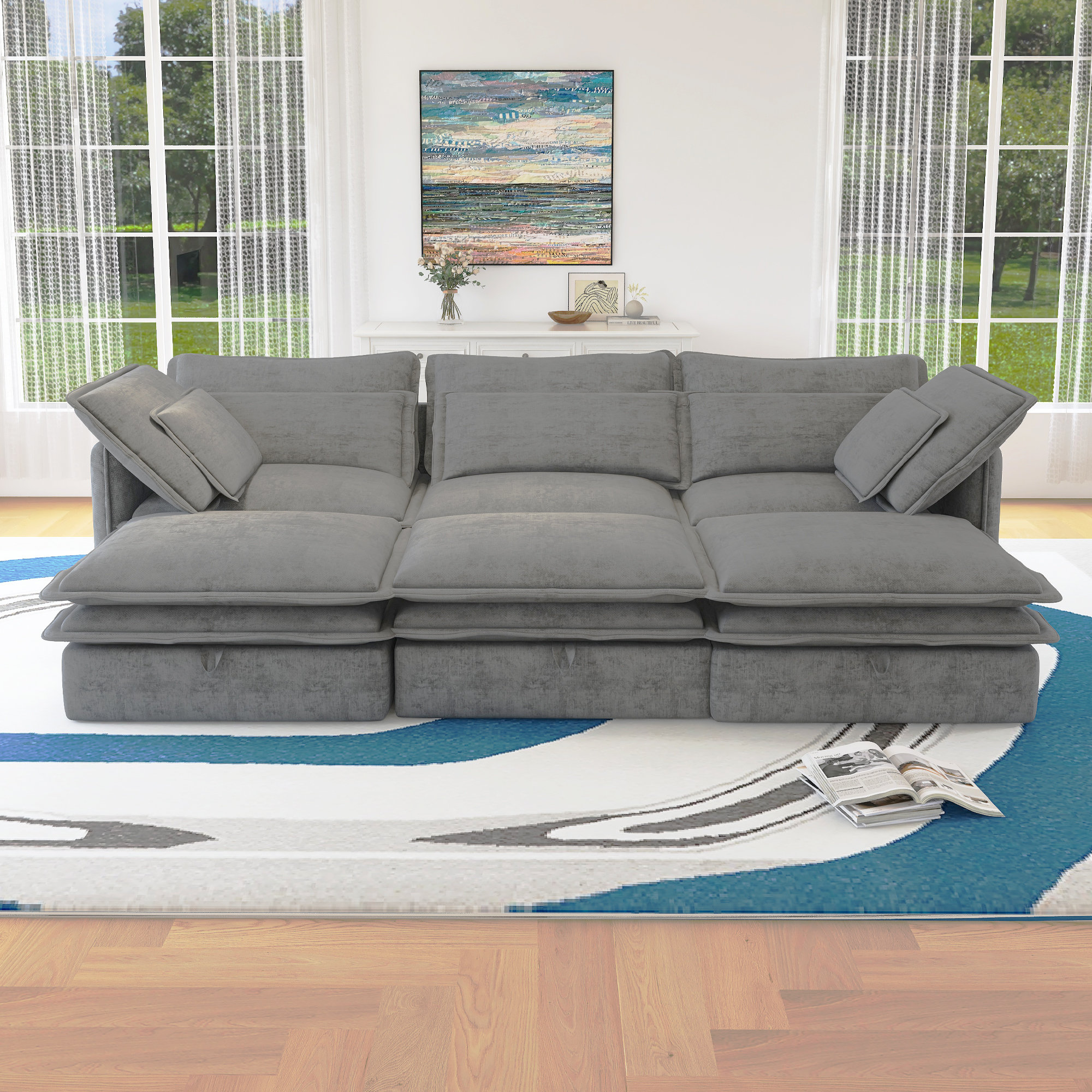 Latitude Run® Double-Layer Cushion Modern Large U-Shaped Modular Sofa ...