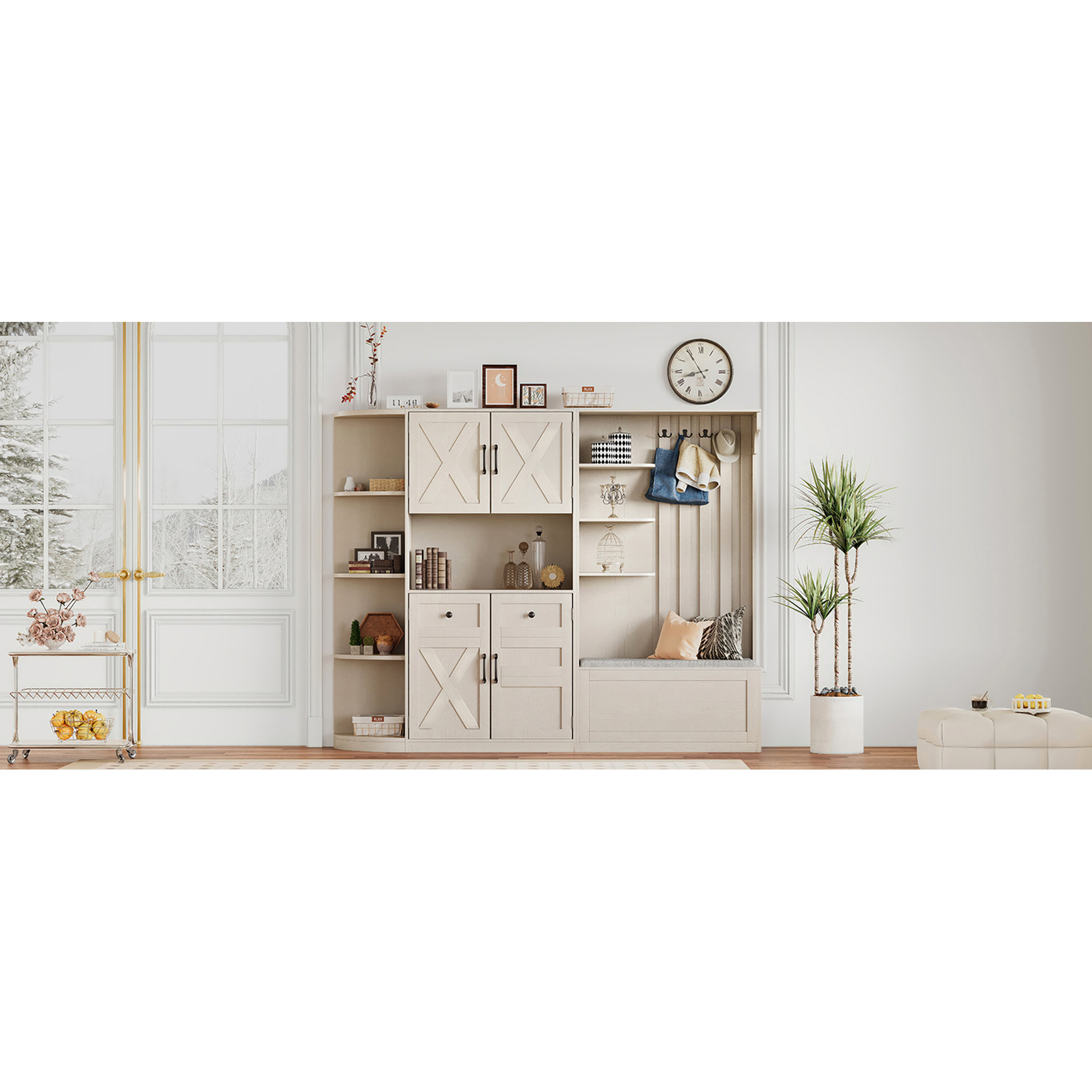 One Allium Way® Black Split - Style Hall Cabinet For Hallway And Living ...