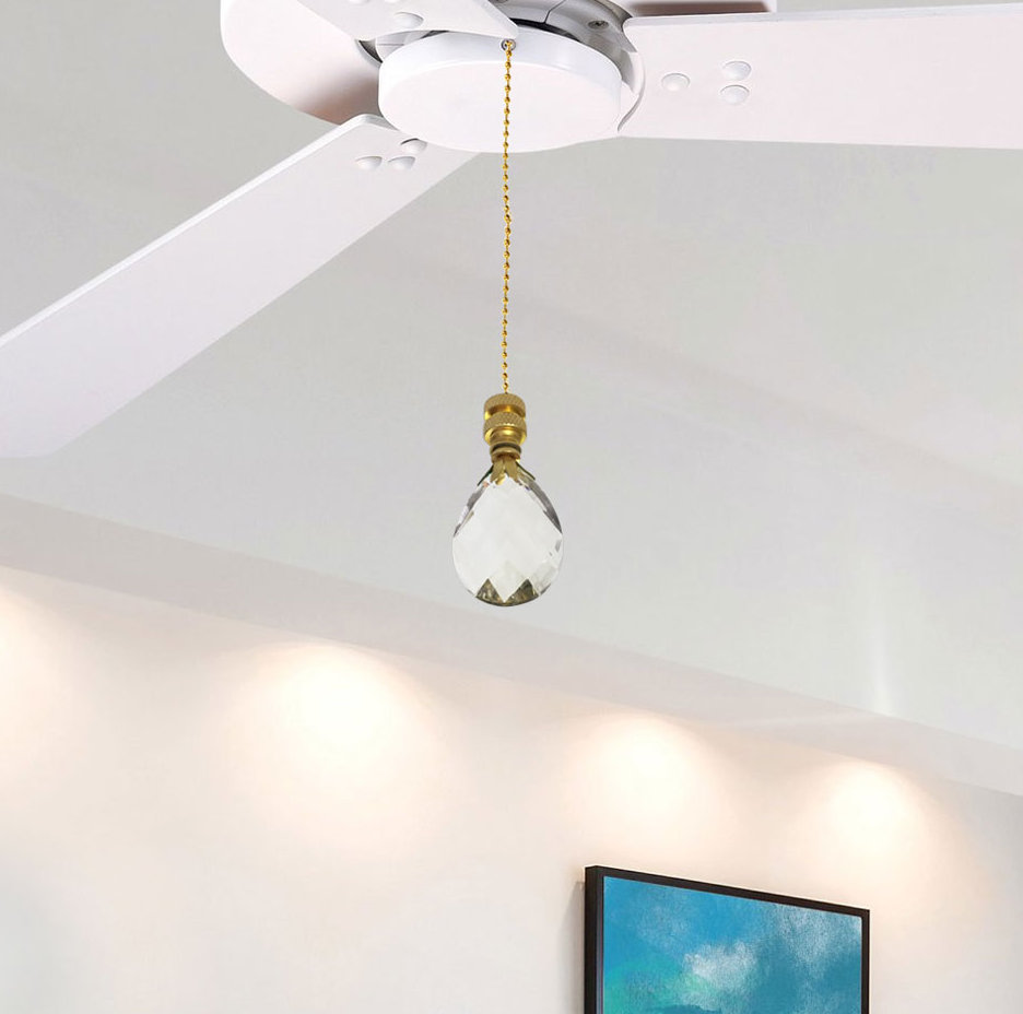 Royal Designs Medium Swiss Cut Diamond Crystal Finial Ceiling Fan Pull ...