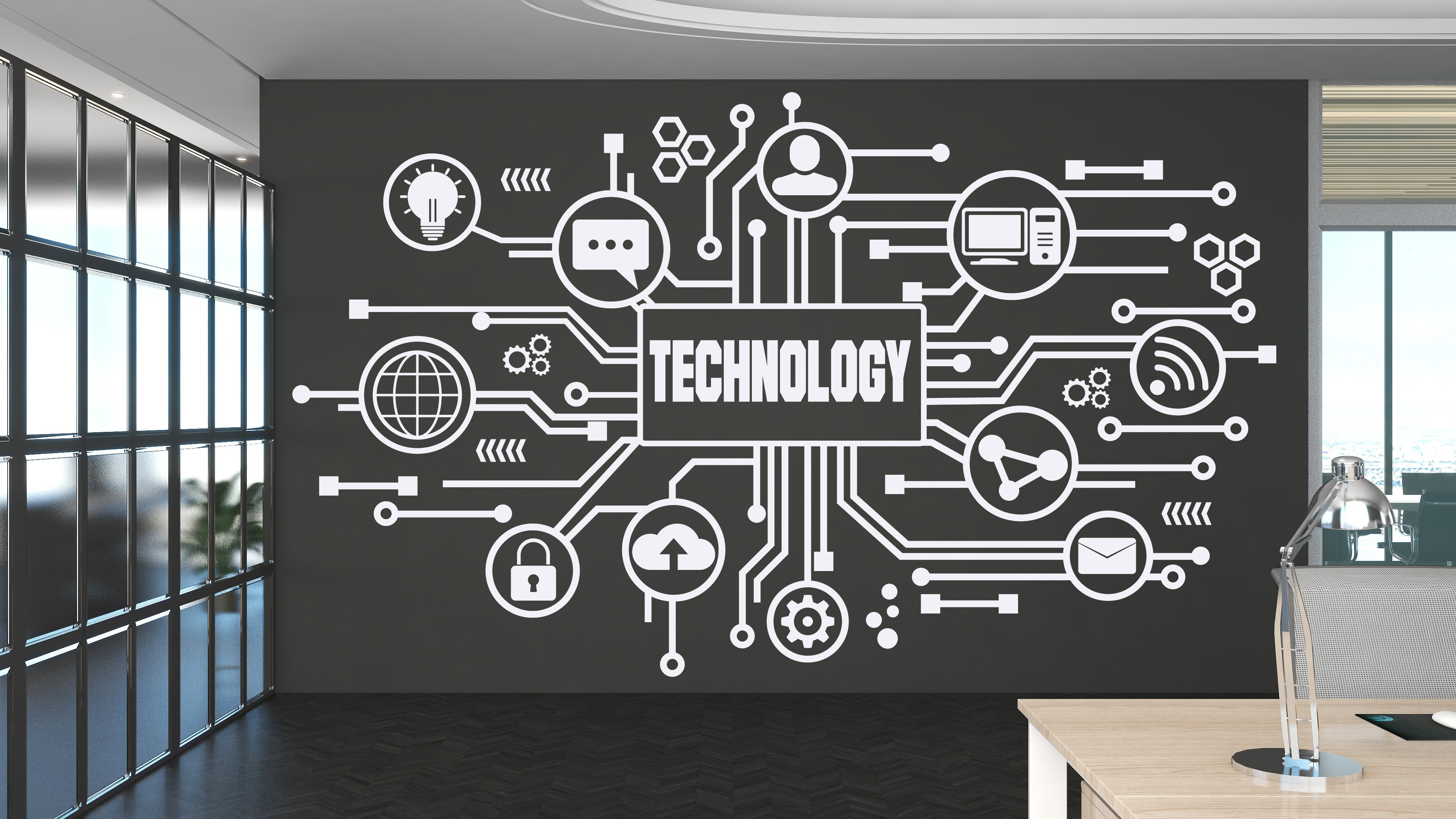 Stickalz Technology Vinyl Wall Art Decal, Circuit Board Wall Decal ...