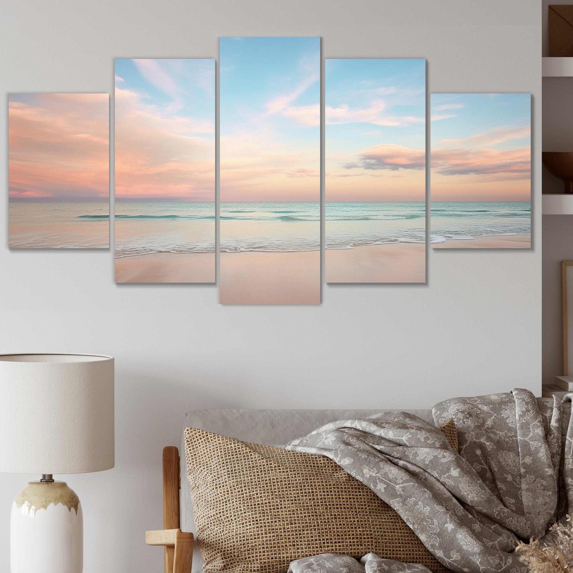 Beachcrest Home™ 'Peach Sky Photo Astral Symphony V - Nautical & Beach Wall Decor - 5 Panels ...