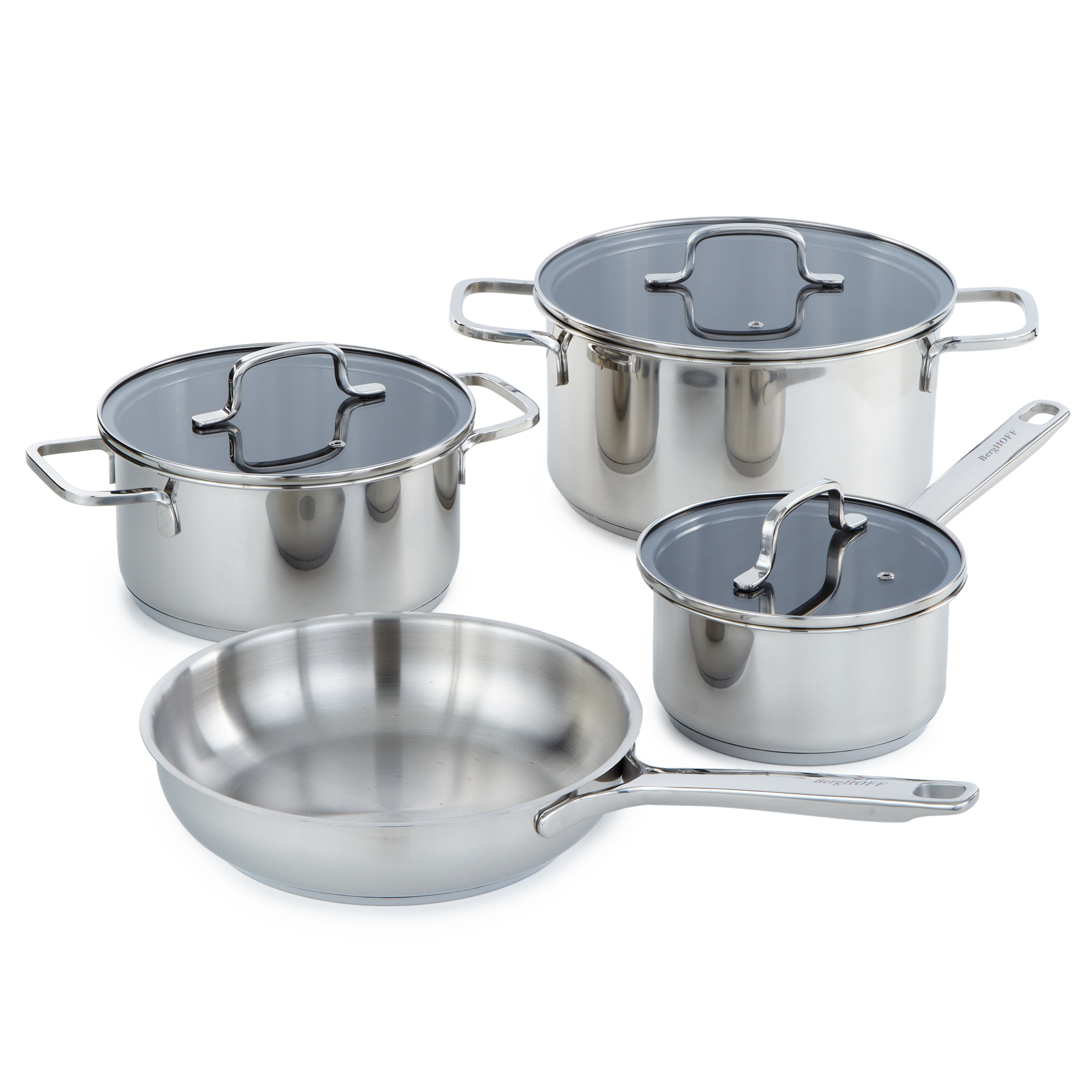 BergHOFF DiNA Helix 18/10 Stainless Steel 7pc Cookware Set with Glass ...