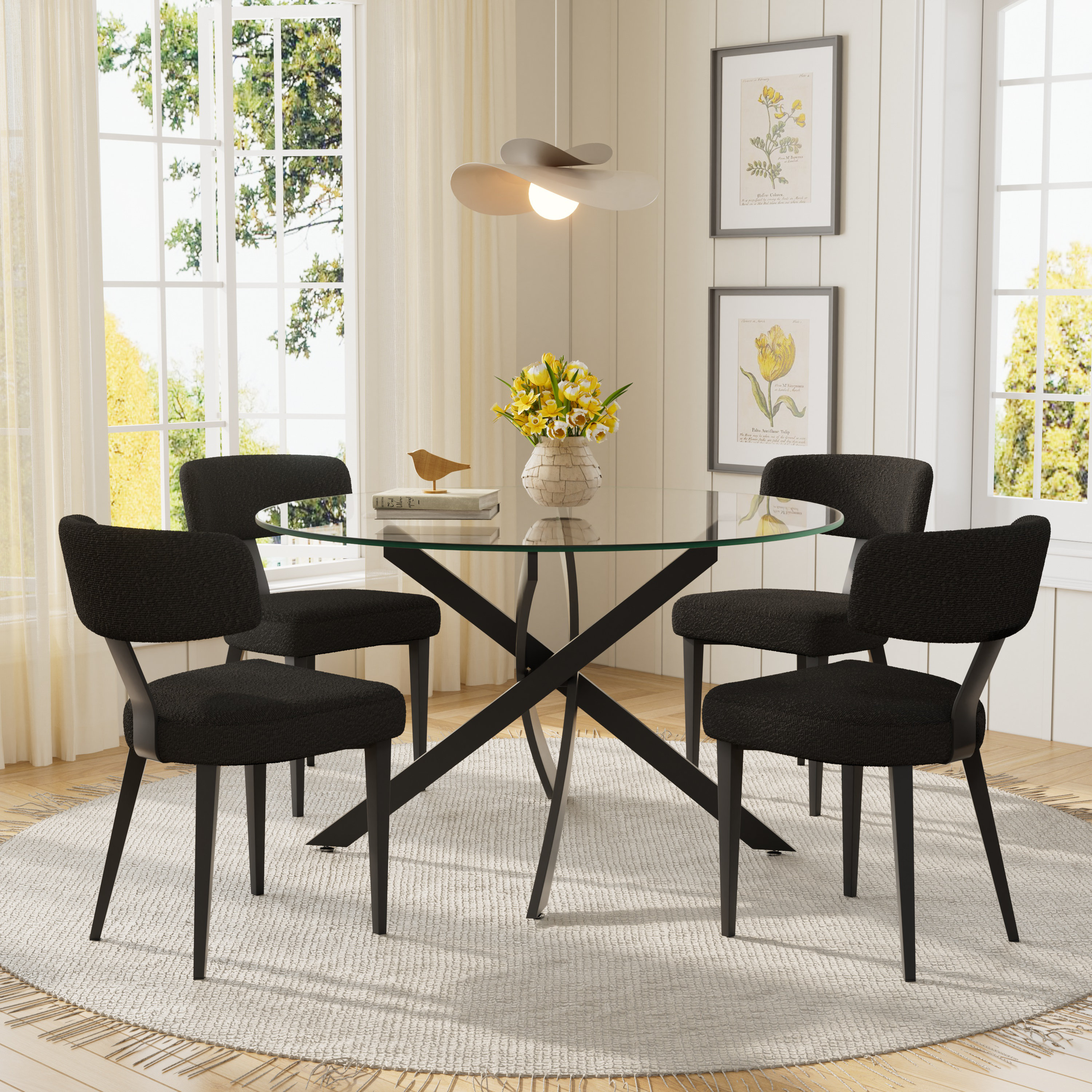 George Oliver 42 Inch Round Glass Dining Table Sets | Wayfair