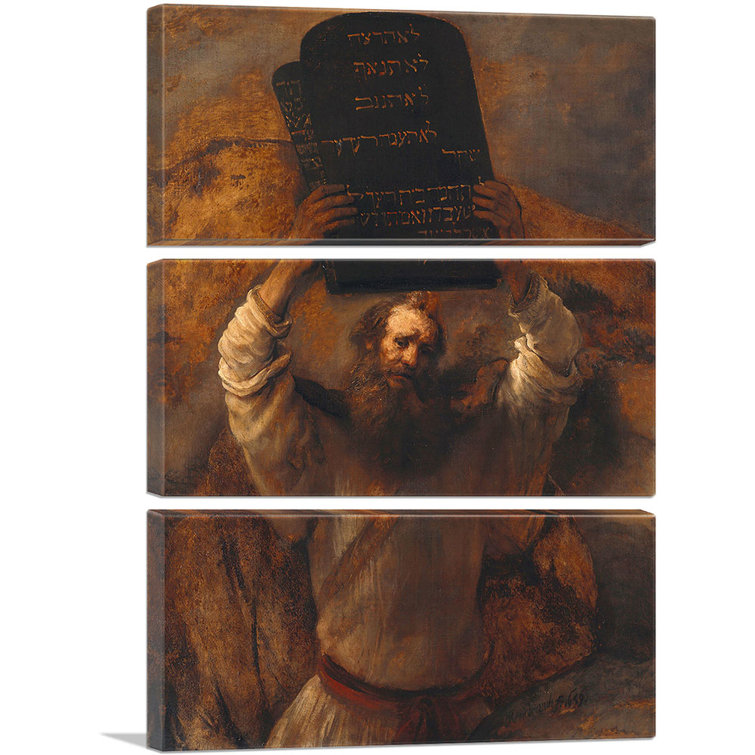 ARTCANVAS Moses With The Ten Commandments 1659 On Canvas 3 Pieces by ...