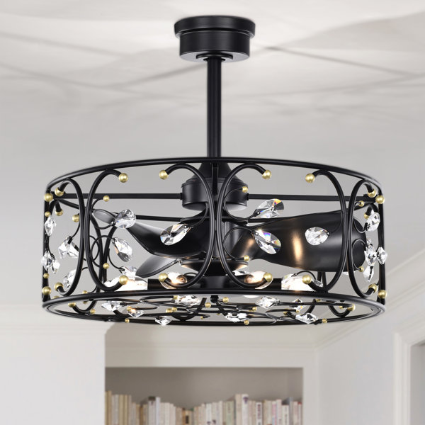 Warehouse of Tiffany Raja 24 Inch Crystal Glam Style Ceiling fan With ...