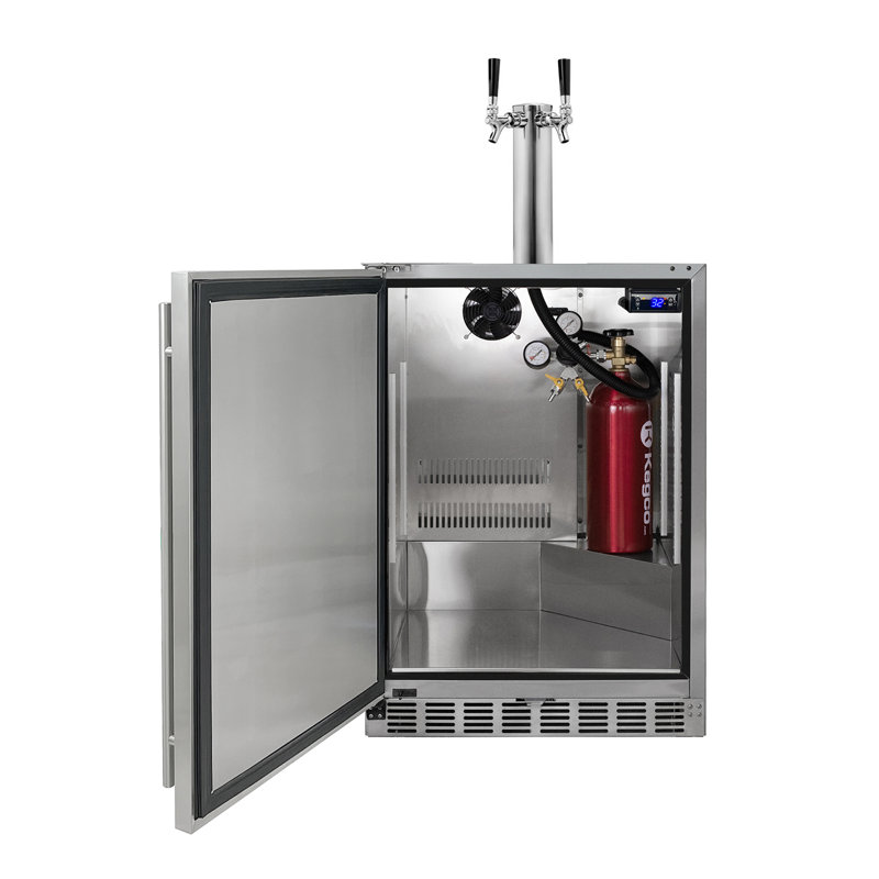 Kegco 24" Wide Outdoor Dual Tap All Stainless Steel Built-In Kegerator ...