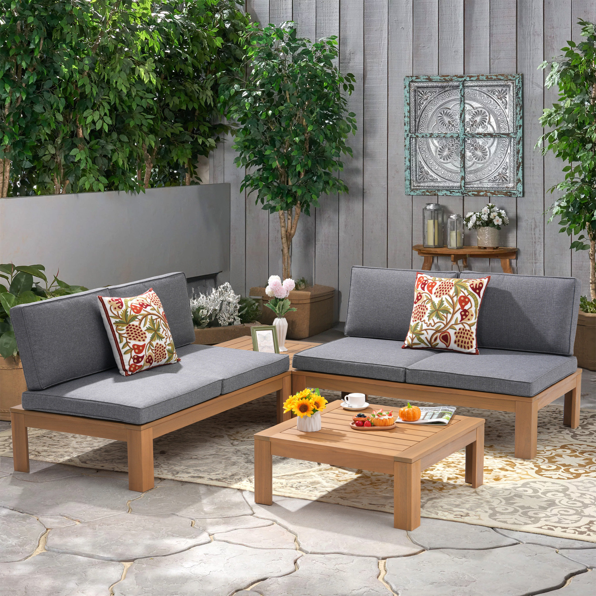 Latitude Run® 6 Pieces Outdoor Seating Group With Cushions & Coffee ...