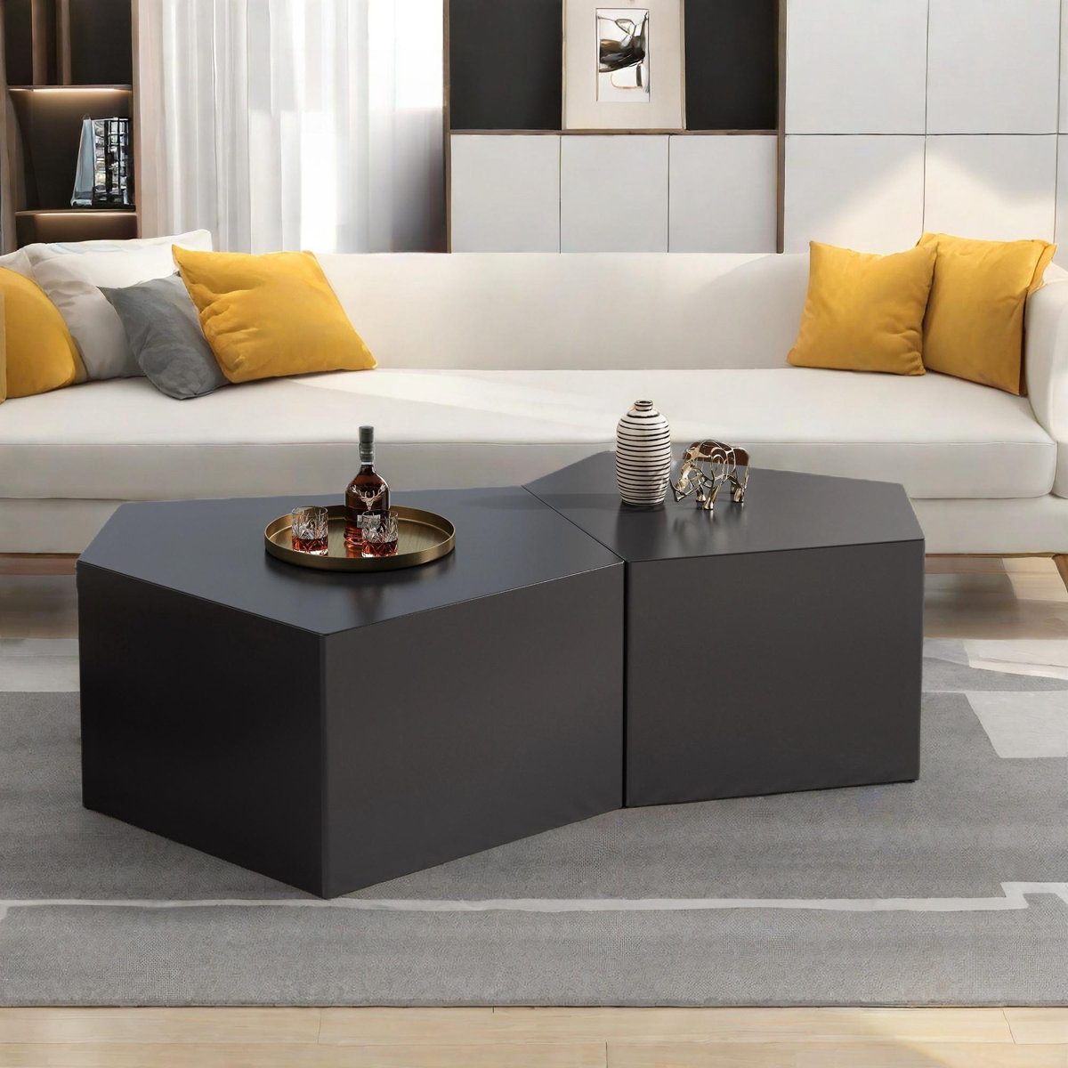 Latitude Run® Felesha Irregular Pentagon Nesting Coffee Table Set with ...