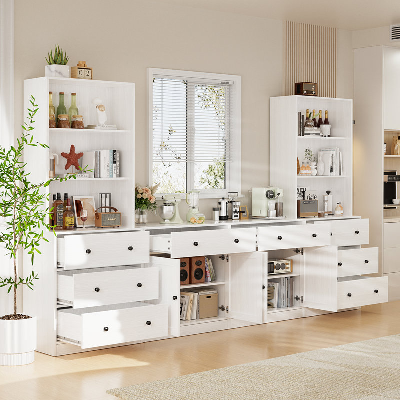 Latitude Run® 71'' Kitchen Pantry With Bookcases, Farmhouse Wall Unit ...