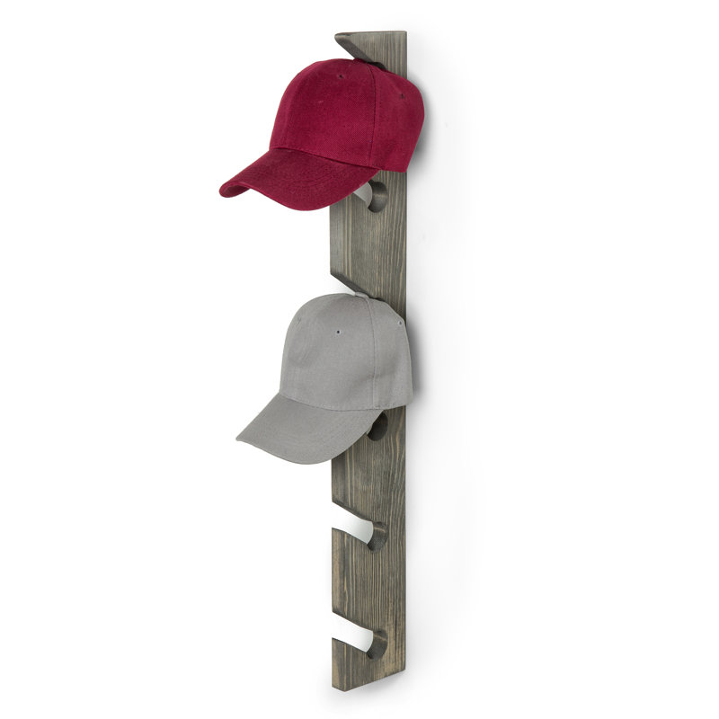 Gracie Oaks Mahoning Solid Wood 12 - Hook Wall Hat Rack Organizer ...