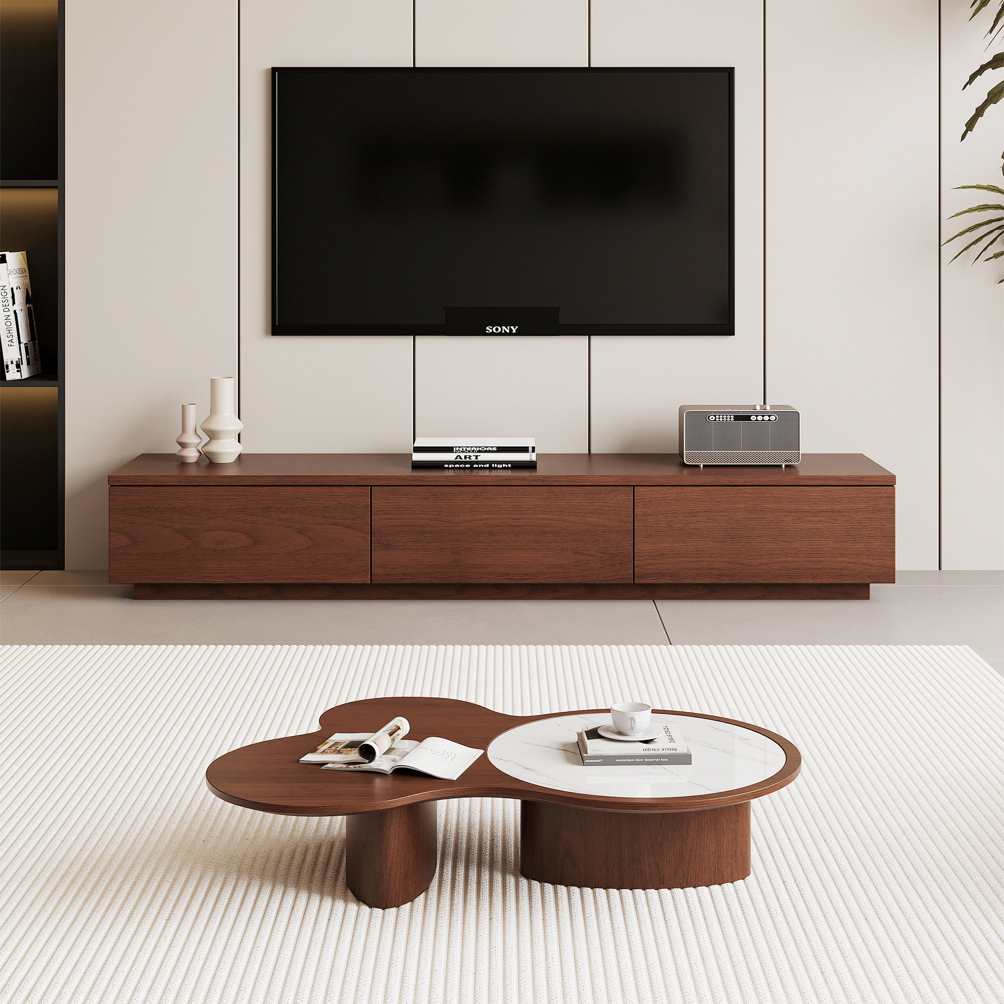 Corrigan Studio Glasper Mid Century Modern TV Stands,Brown Solid Wood ...