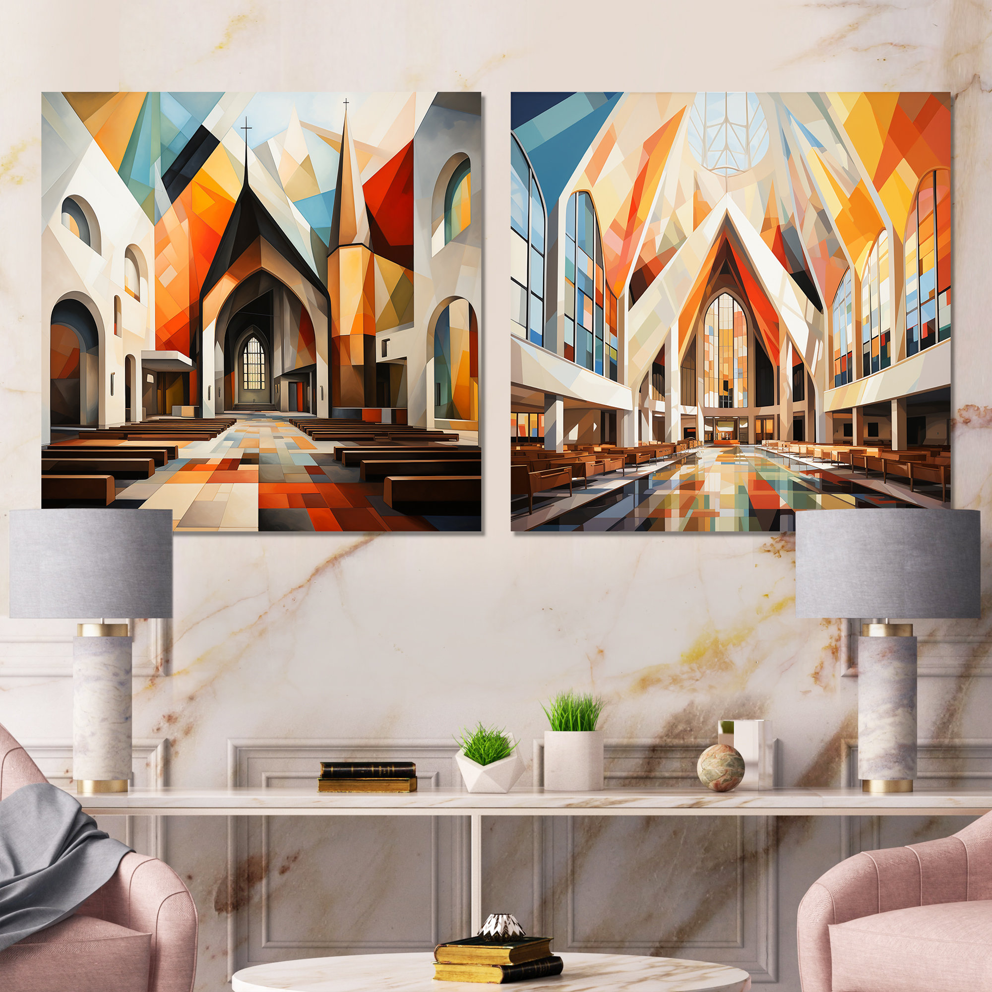 Lark Manor™ Cubic Multicolor Church I - Church Metal Wall Decor Square ...