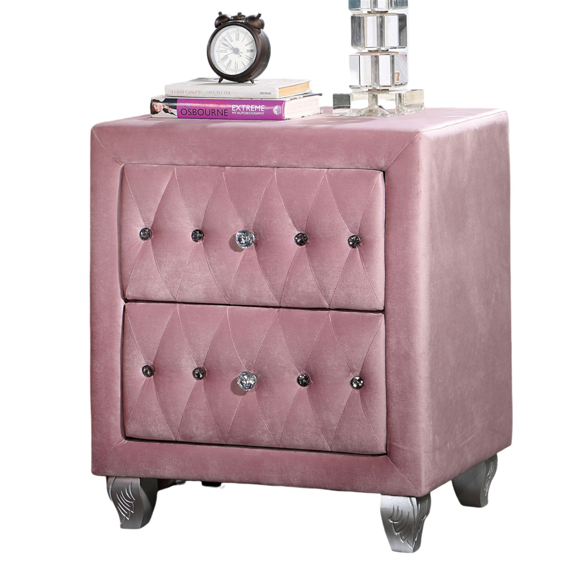 Mercer41 Soderberg Beautiful Pink Color 1Pc Nightstand Bedroom ...