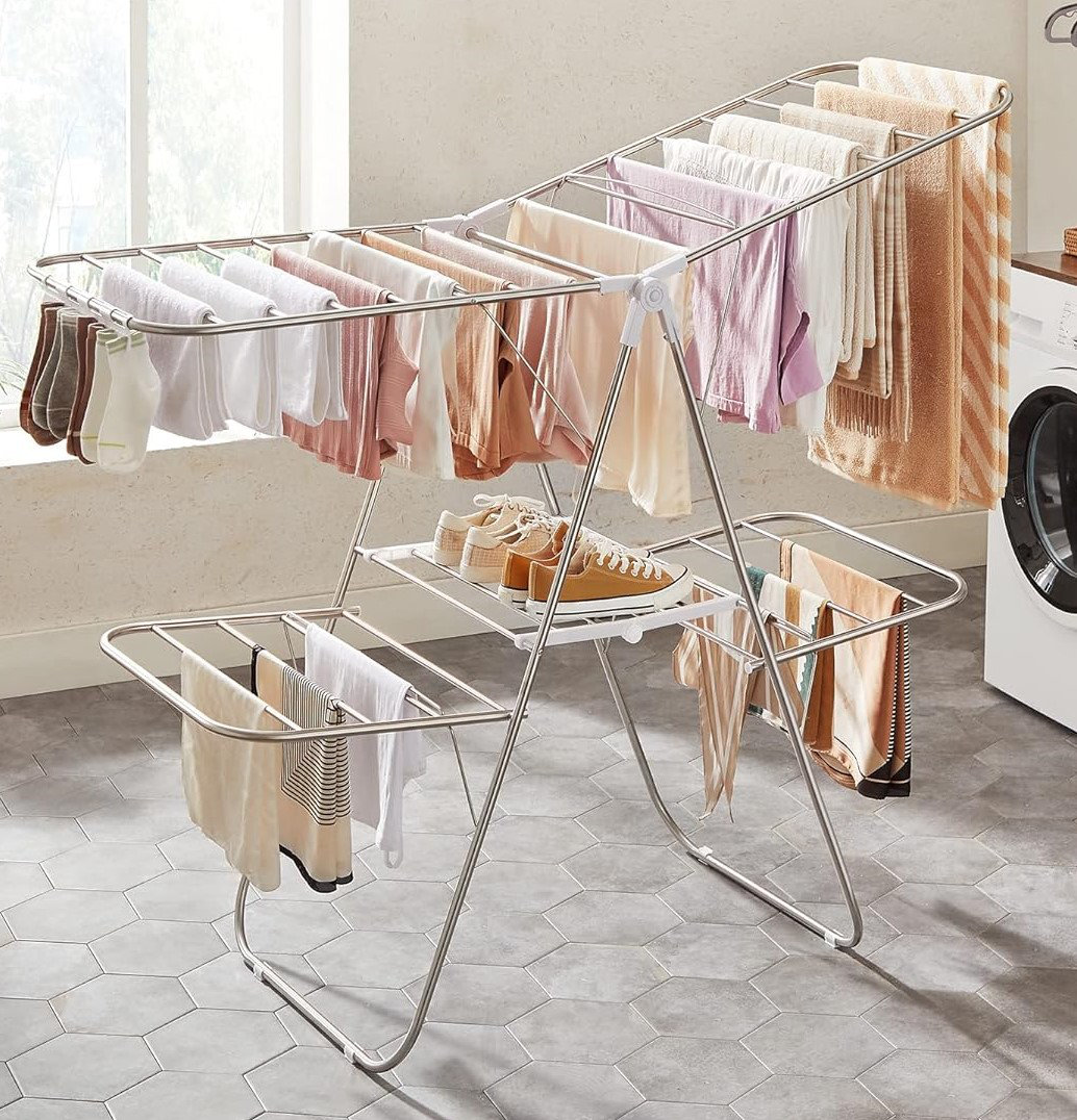 Hekass The Clothes Drying Rack, Foldable 2-Level Laundry Drying Rack ...