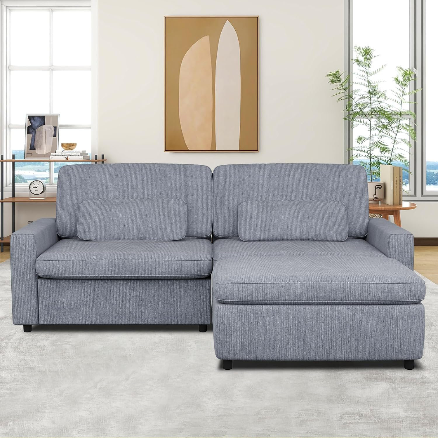 Mercer41 Sectional Couch With Armrests, Modular Deep Seat Sofa With ...