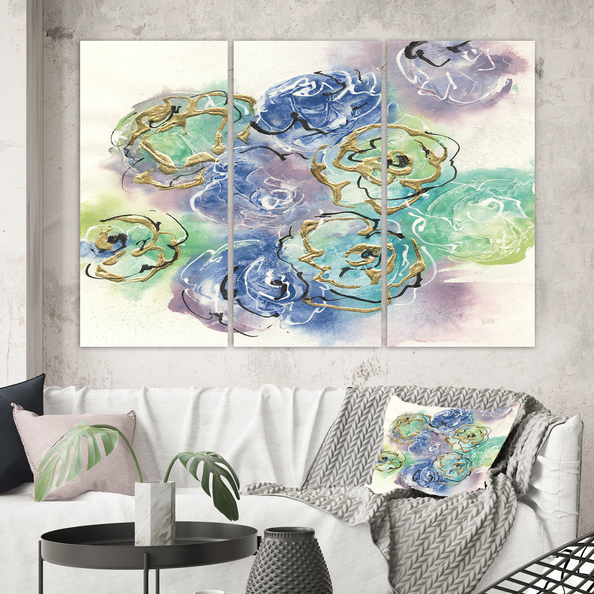 East Urban Home Cabin & Lodge 'Pastel Foral Composition II' Painting ...