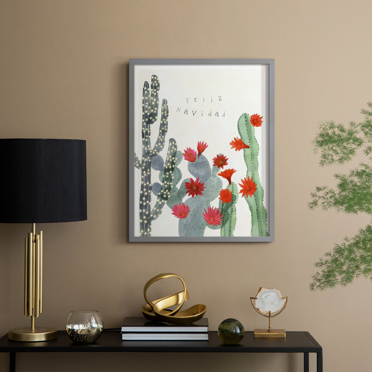 Bungalow Rose Desert Christmas Cactus II Framed Print - Solid Wood ...