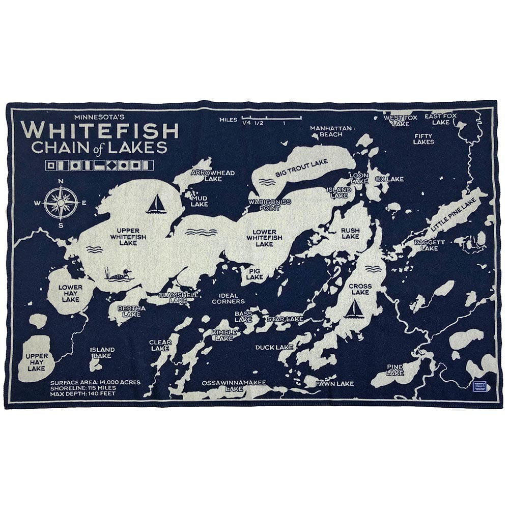Faribault Mill Lake and City Maps Whitefish Chain of Lakes Map Throw ...