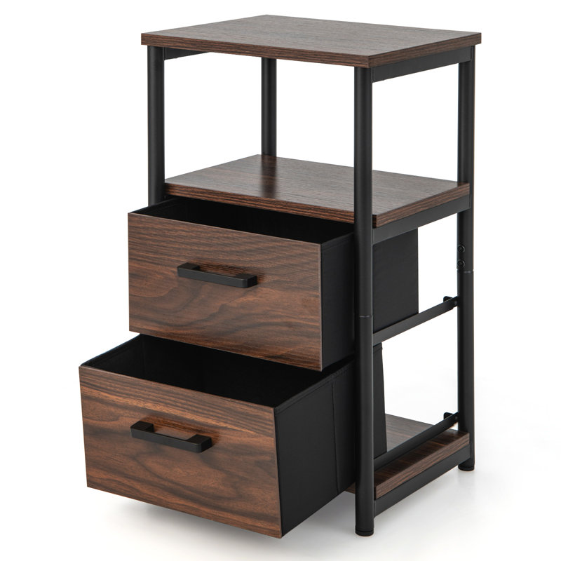 Ebern Designs Kolt 2 - Drawer Steel Nightstand in Walnut/Black | Wayfair