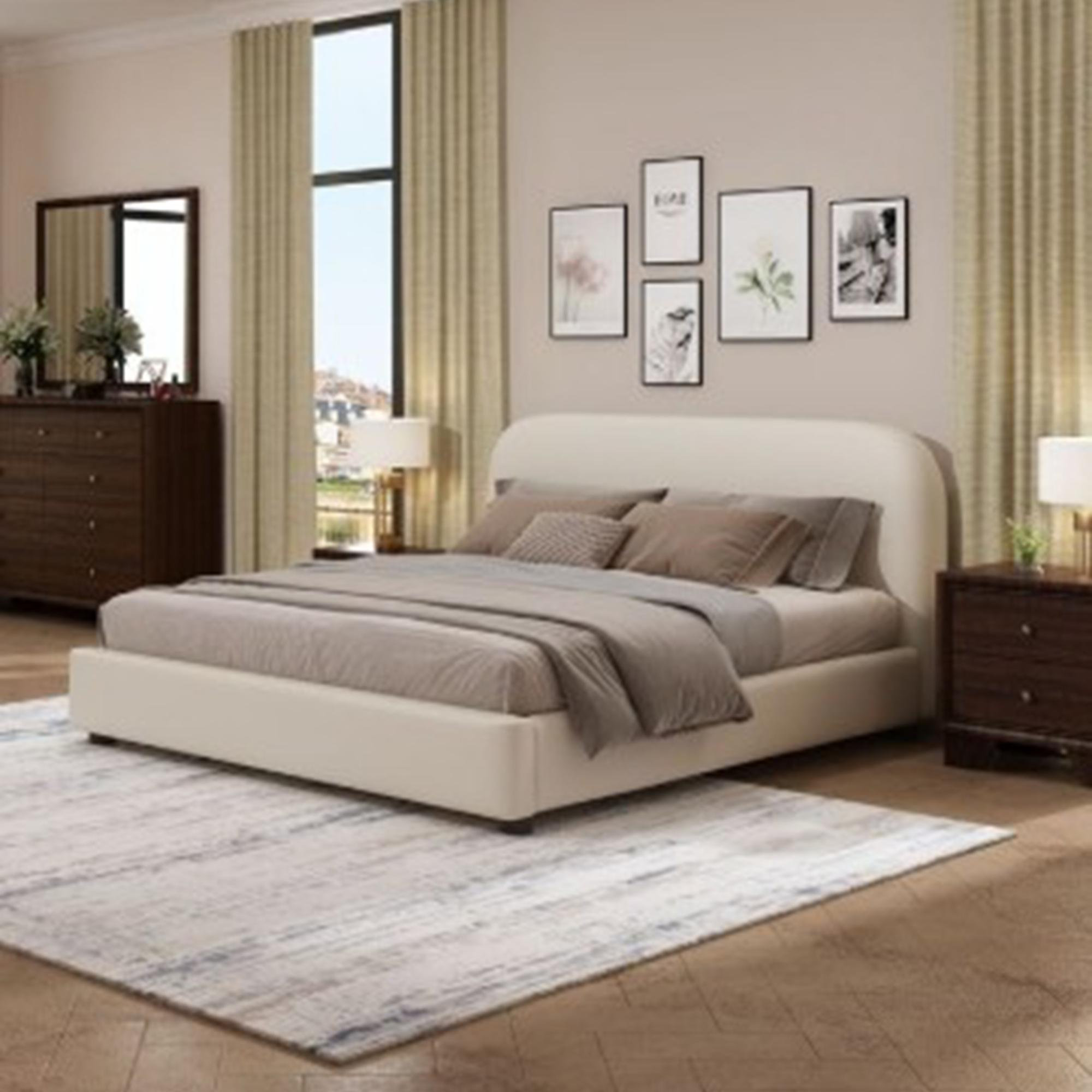 Latitude Run® Arden Beige Fabric Eastern Bed | Wayfair