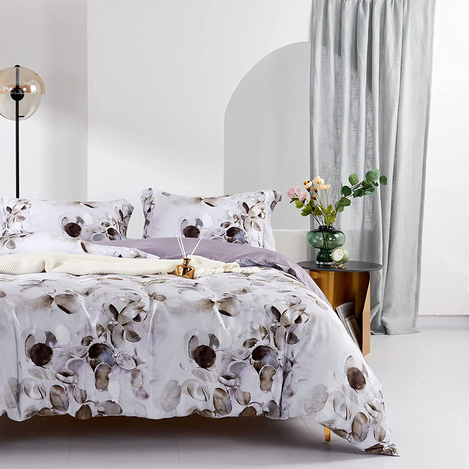 Gracie Oaks Cuitlahuac Duvet Cover Set Purple Hydrangea Lotus Flower ...