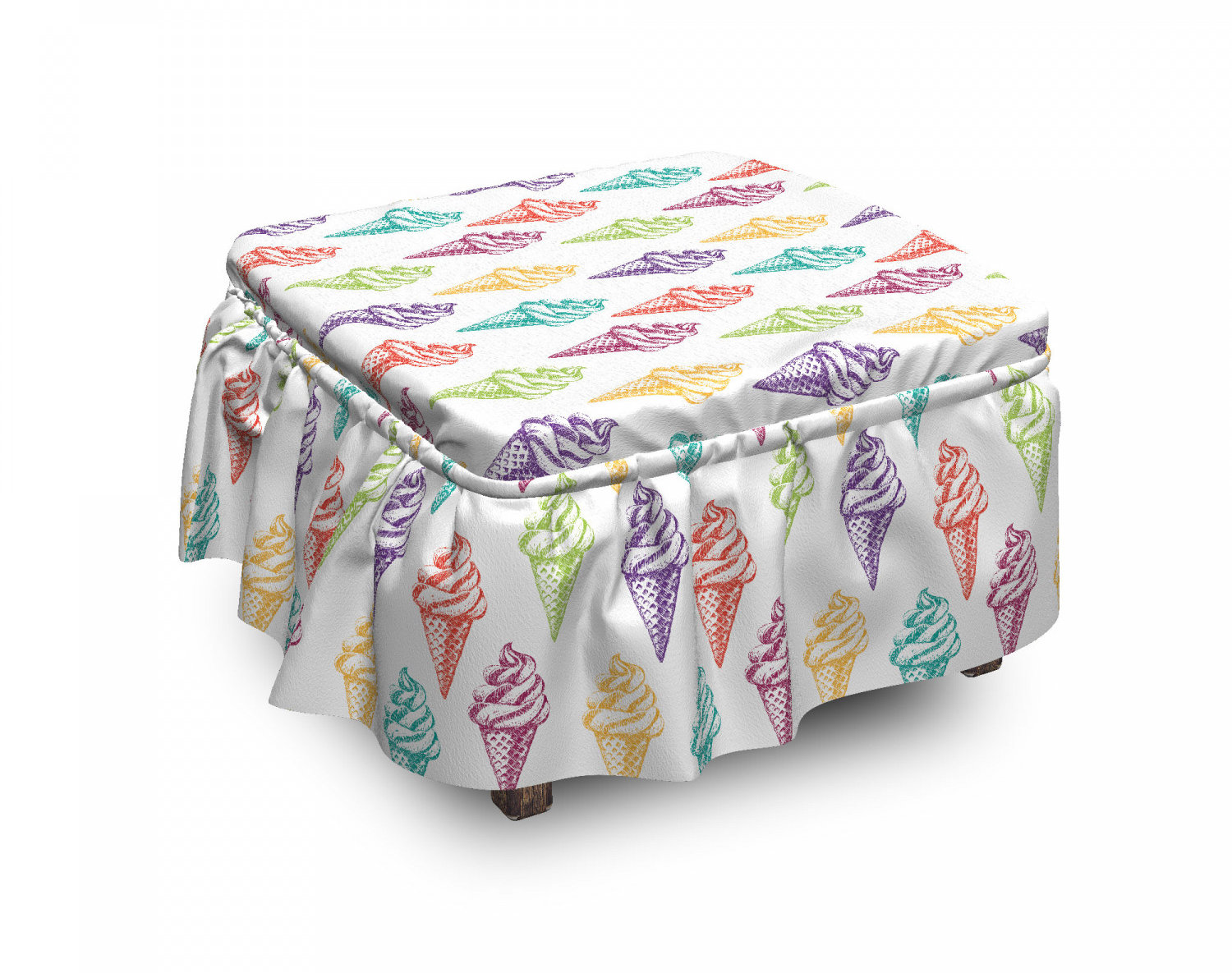East Urban Home Sketchy Drawn Ottoman Slipcover | Wayfair