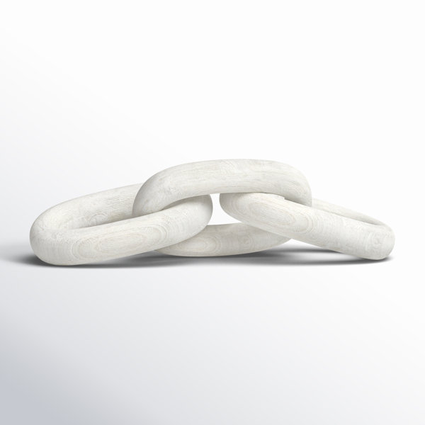 Decorative Object Paulownia Wood Sculptural Interlocking Chain Link ...