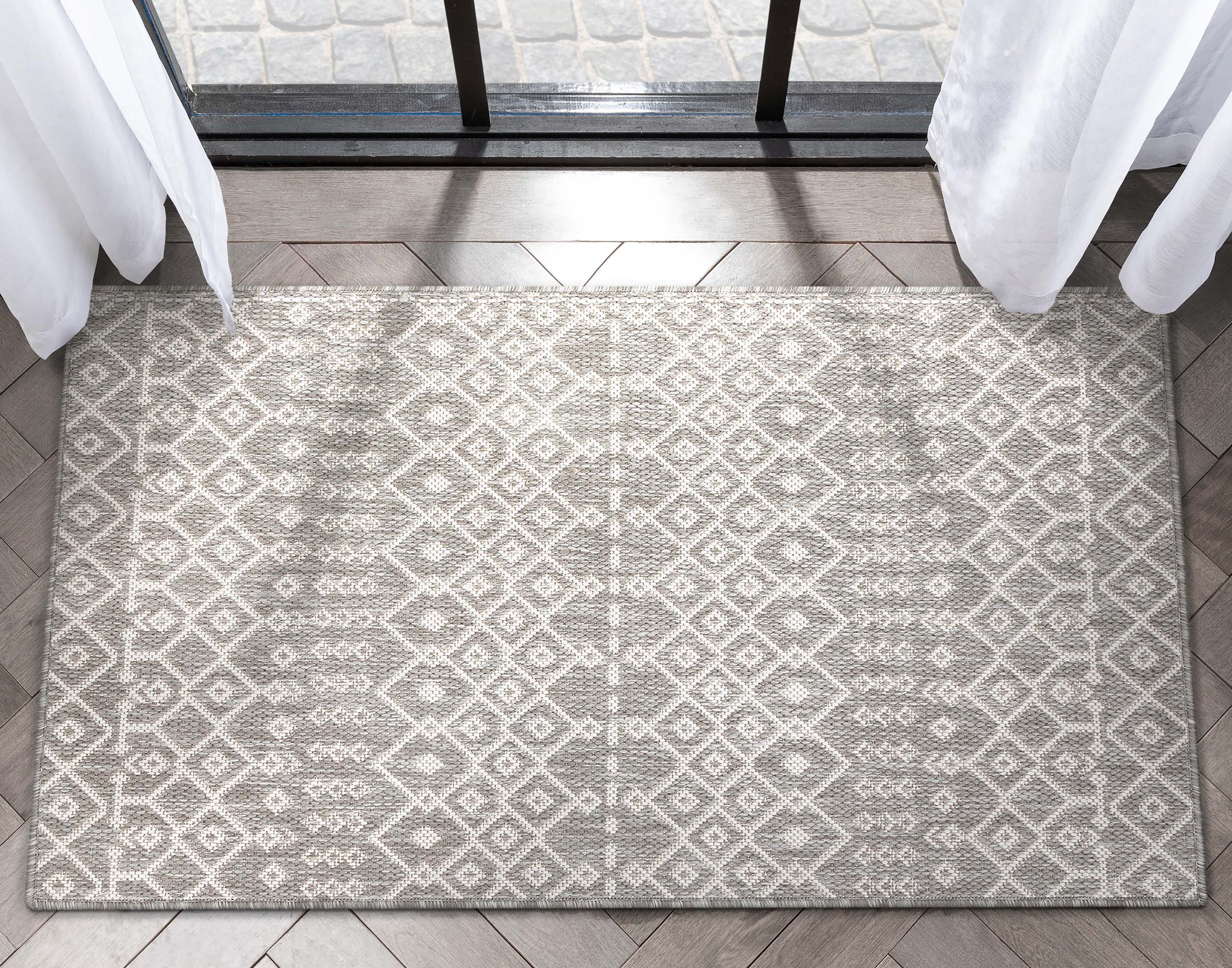 Union Rustic Marshanna Nord Lattice Indoor/Outdoor Flat-Weave Area Rug ...