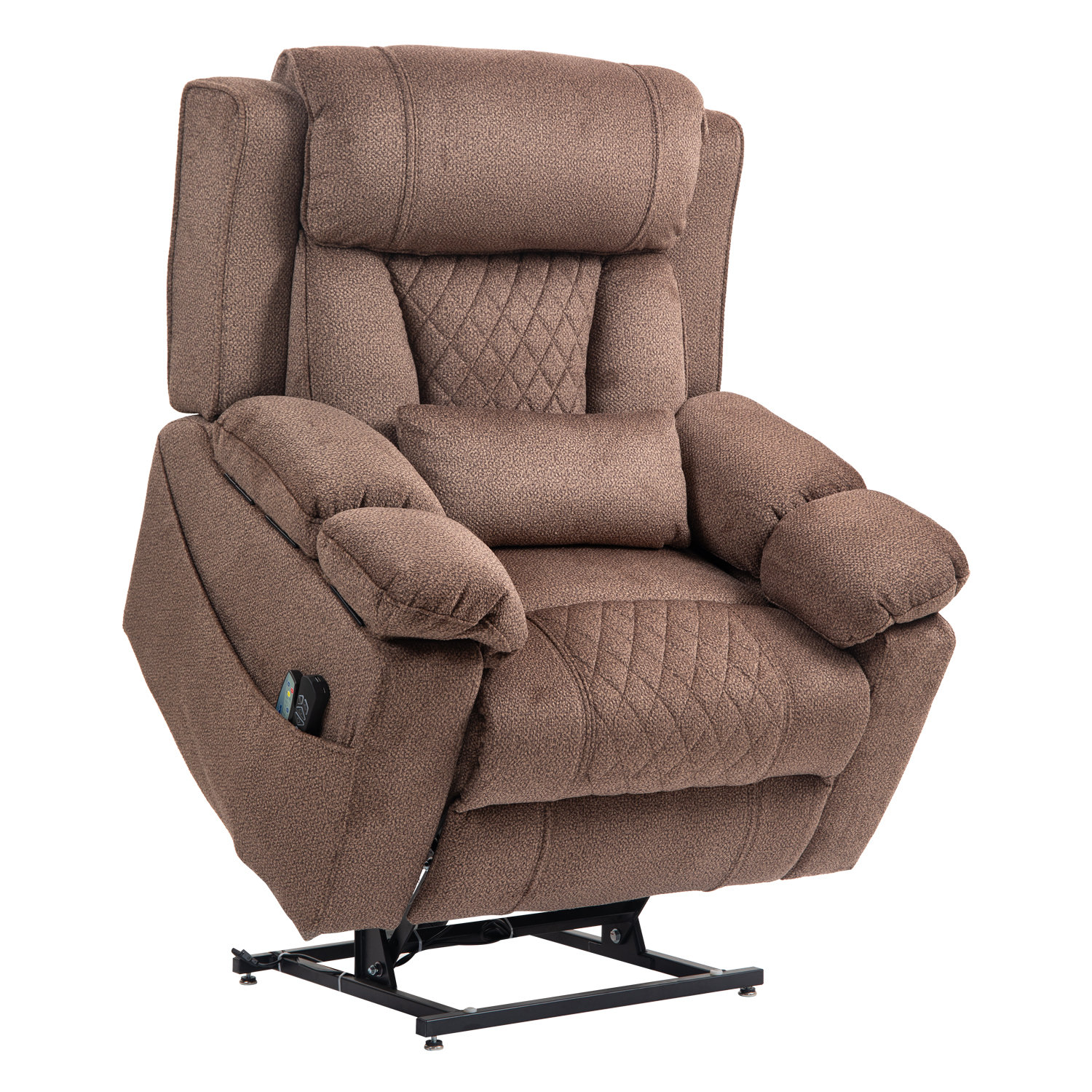 Latitude Run® Dual OKIN Motor Velvet Power Lift Recliner with Armrest ...
