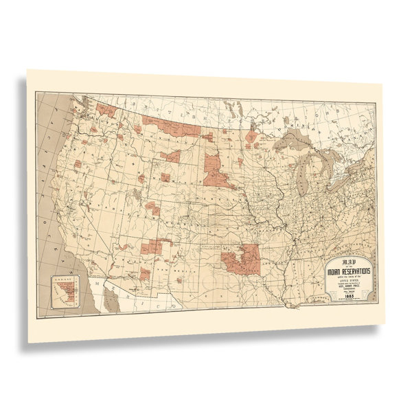 Williston Forge " 1883 Native American Indian Reservations Map Poster ...