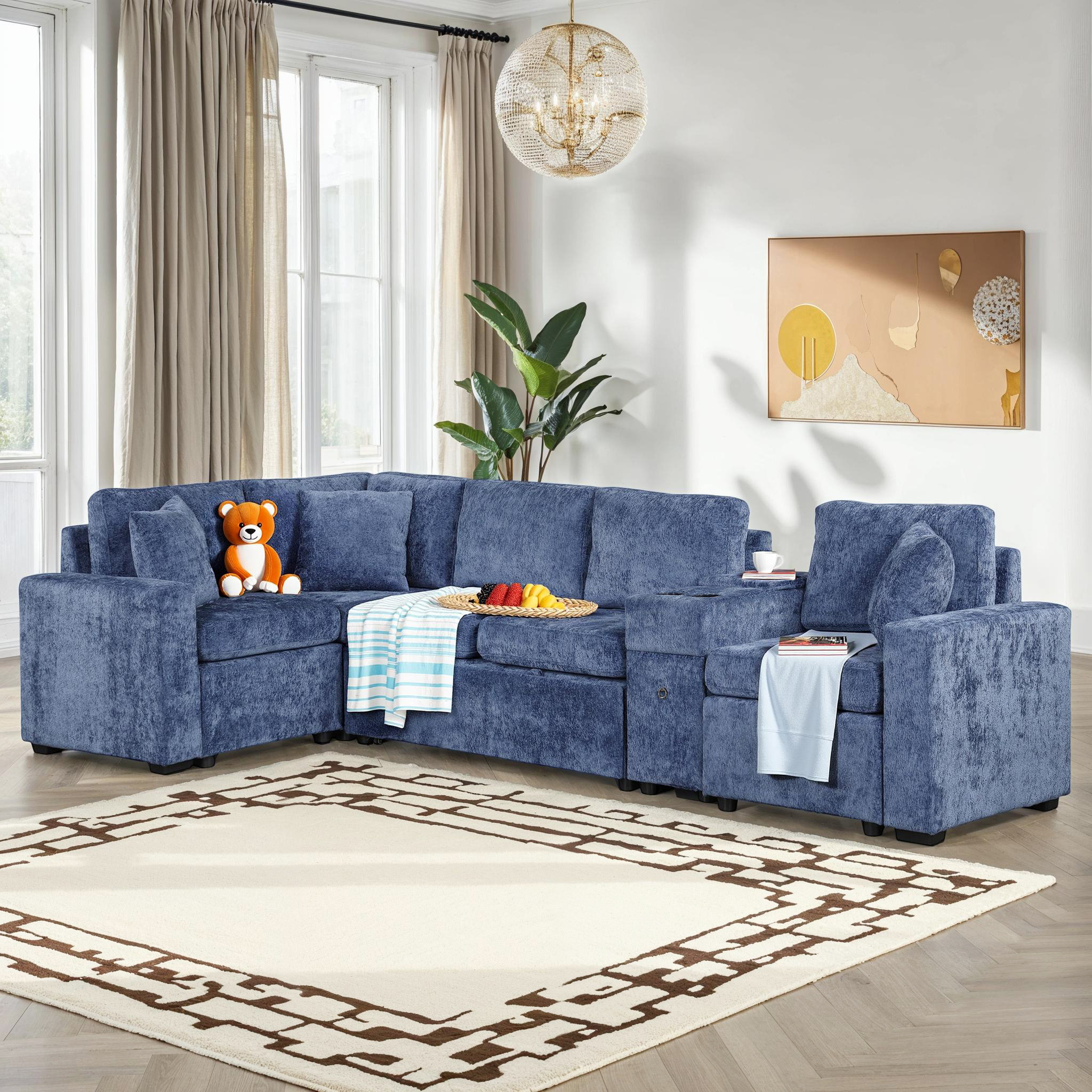 Latitude Run® Convertible 120.5" Modular L-Shaped Sectional Sofa ...