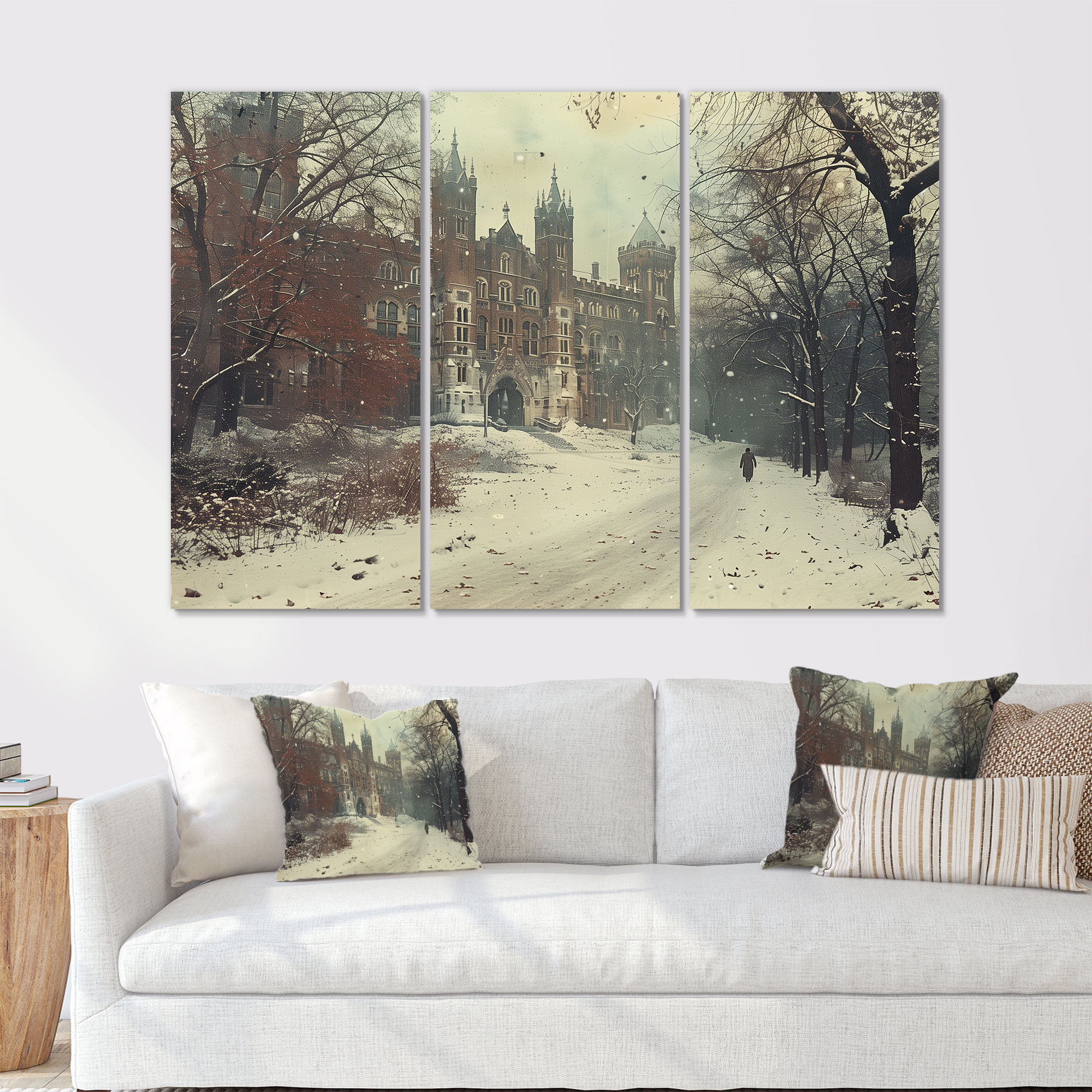 Design Art Monochrome Grey University Buildings Winter Charm - College ...