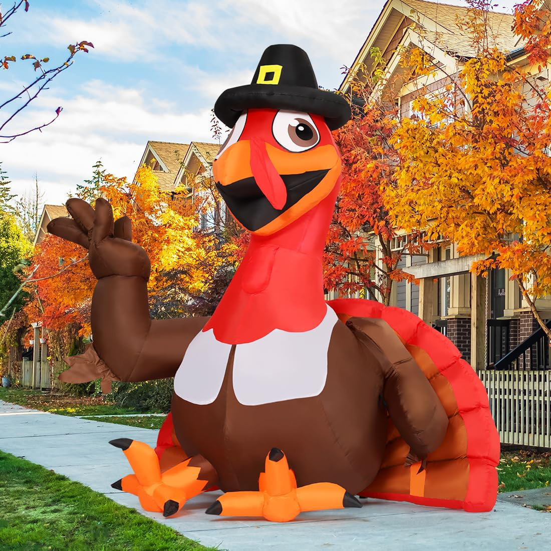 The Holiday Aisle® Thanksgiving Inflatable 5 FT Turkey Inflatables with ...