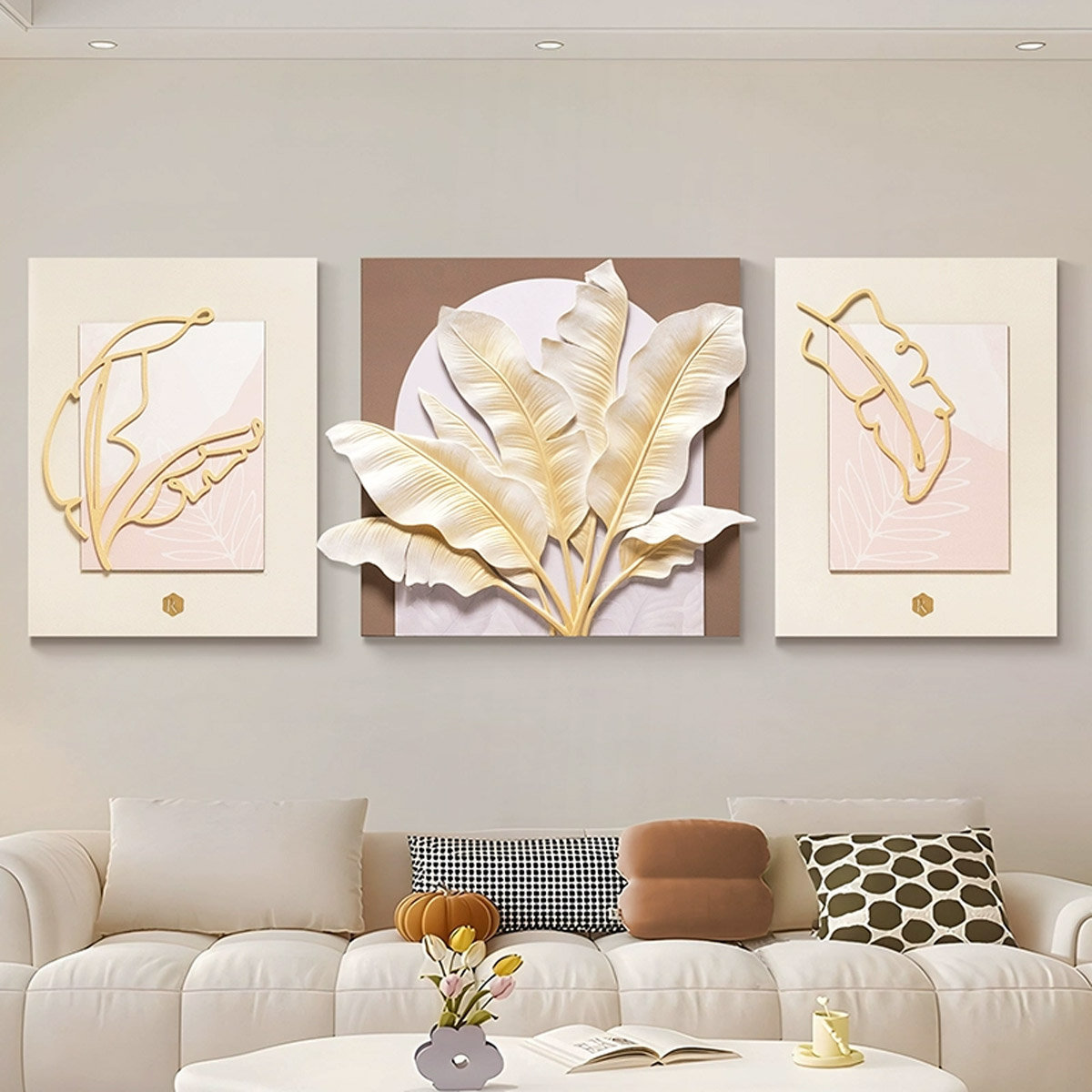 Bayou Breeze Relief Art High-End Triptych For Living Room Background ...