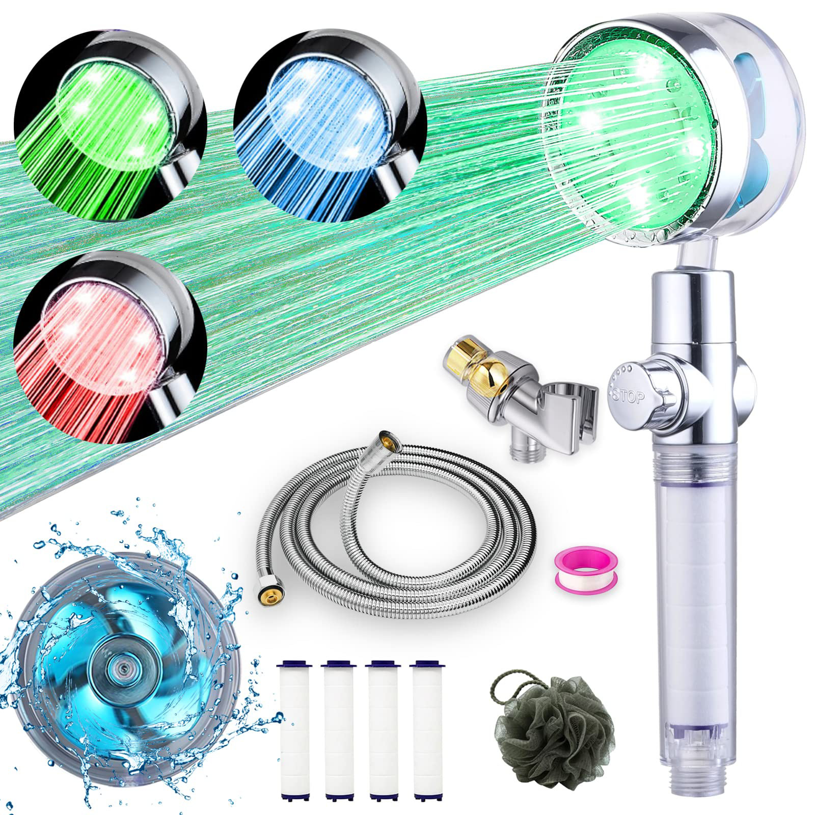 SEASONAL COLLECTIONS, LLC LED Shower Head With Handheld High Pressure ...