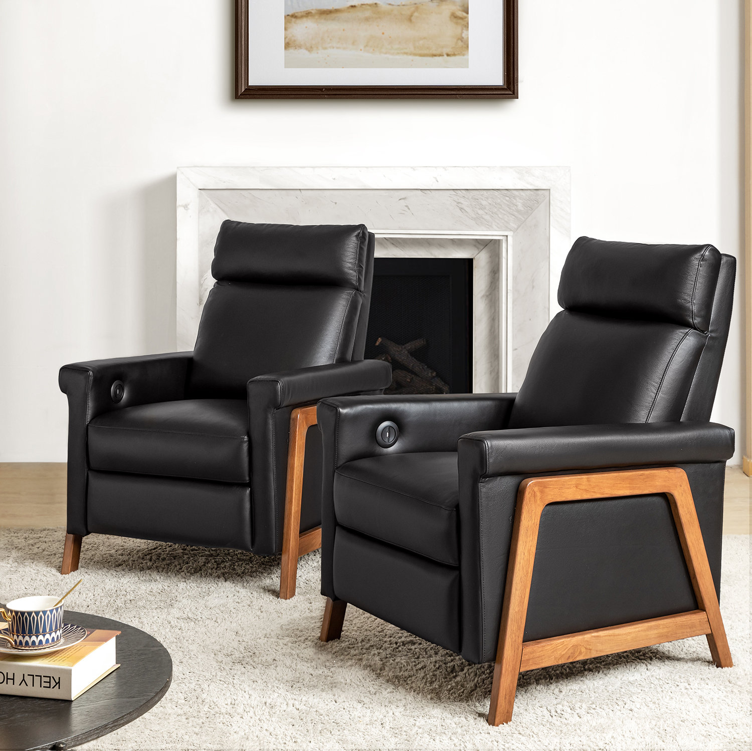 Wade Logan® Aryaman 28.75" Wide Genuine Leather Power Recliner with USB ...