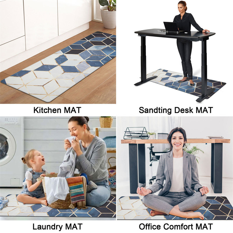 Everly Quinn Iiyana Anti-Fatigue Non-Skid Waterproof Kitchen Mat (Set ...