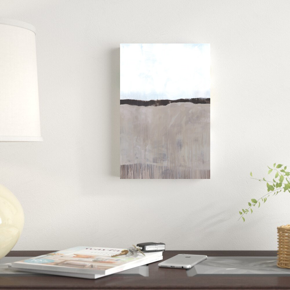 Winston Porter Vertical Drips Brown and White - Wrapped Canvas Painting ...