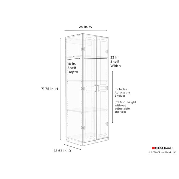 ClosetMaid Dimensions 72” H x 24” W x 19” D Storage Cabinet & Reviews ...