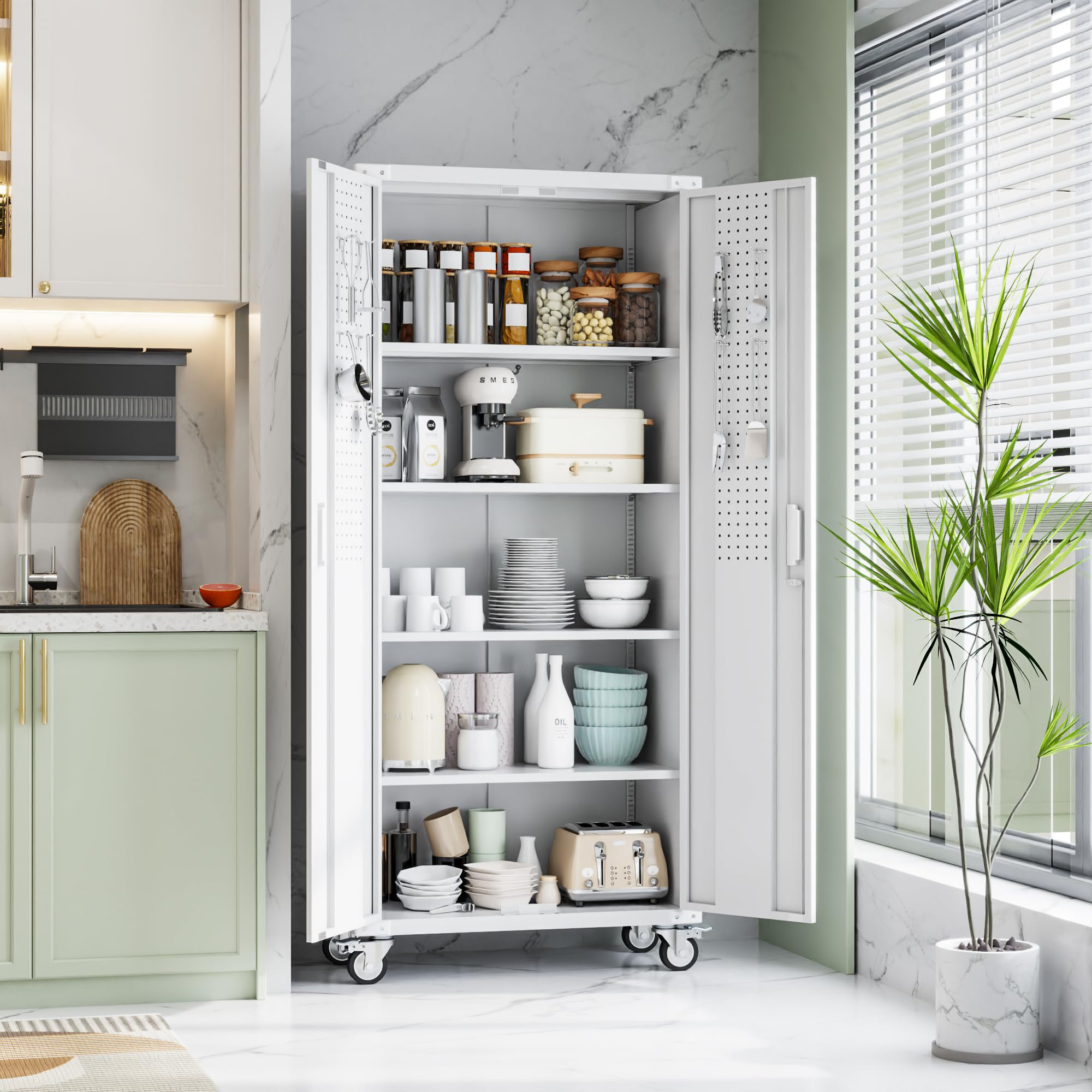 WFX Utility™ 72" H Garage Storage Cabinets with Wheels,Metal Storage ...