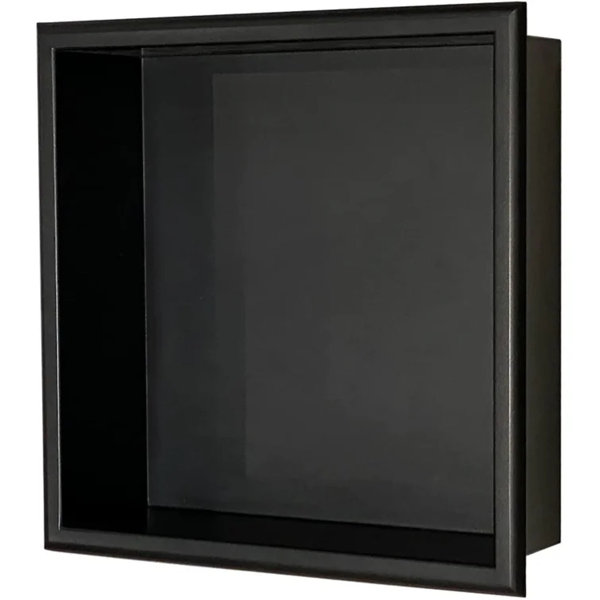 DecoMust 14.5"W x 14.5" H Black Matt Stainless Steel Recessed Shower ...