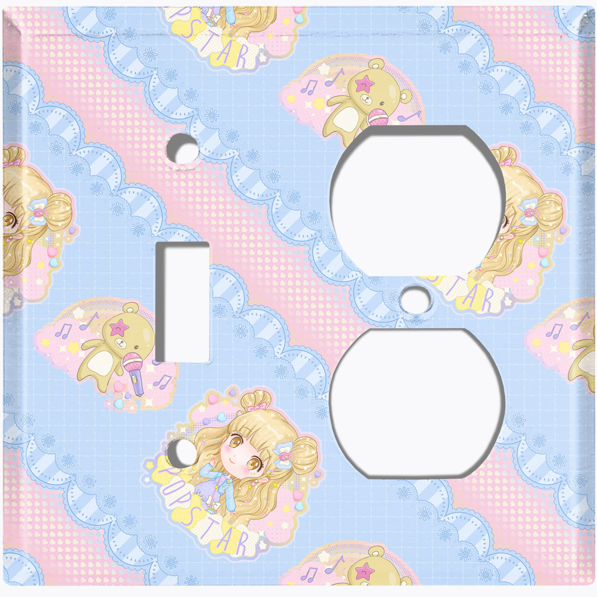 WorldAcc Metal Light Switch Plate Outlet Cover (Anime Pop Star Girl ...