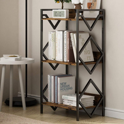 17 Stories Industrial Bookcase, Metal Small Bookcase, Rustic Etagere ...