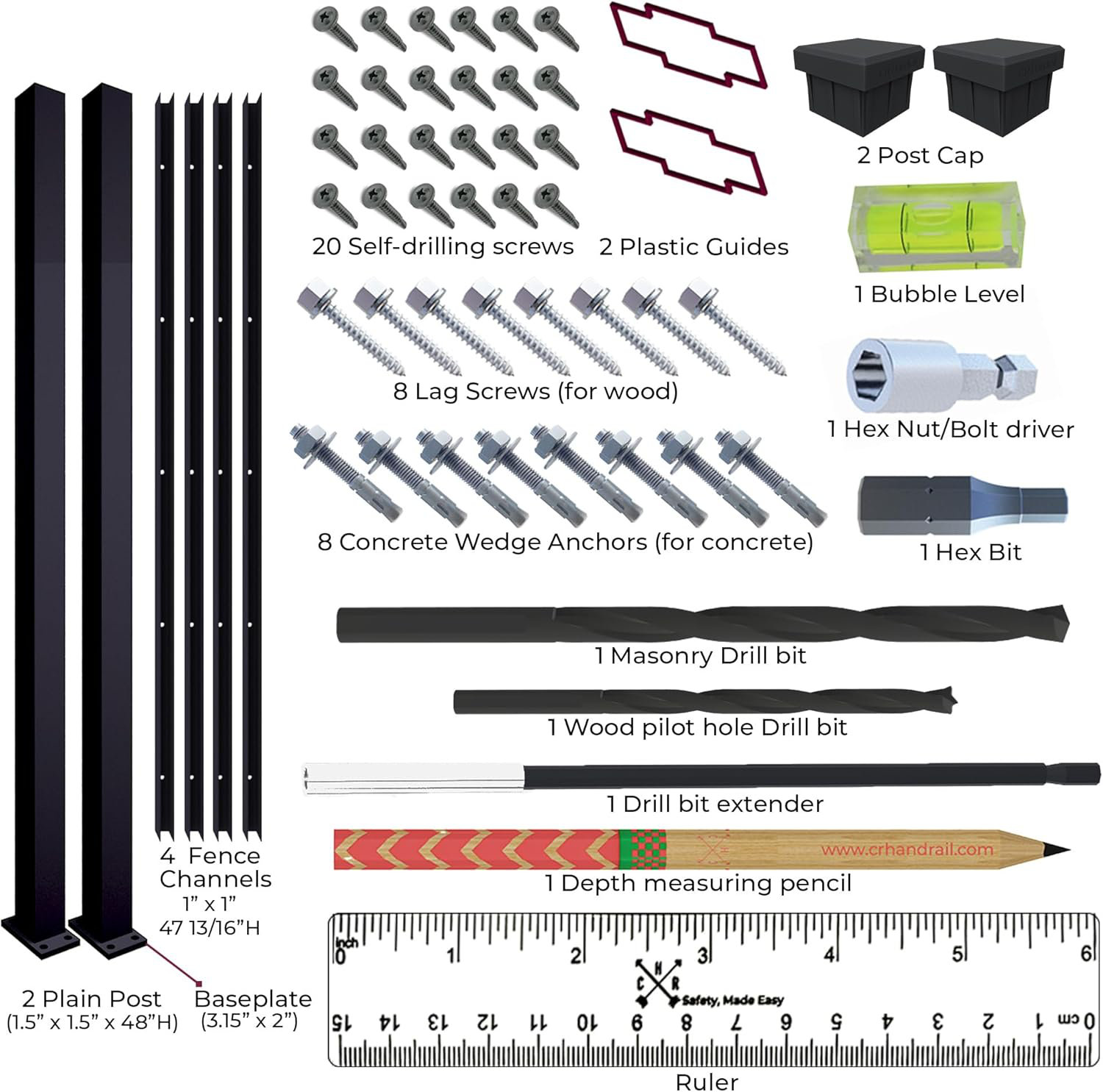 CR Home 48" Tall Posts For Wood Paneling Diy Fencing Kit, Horizontal ...