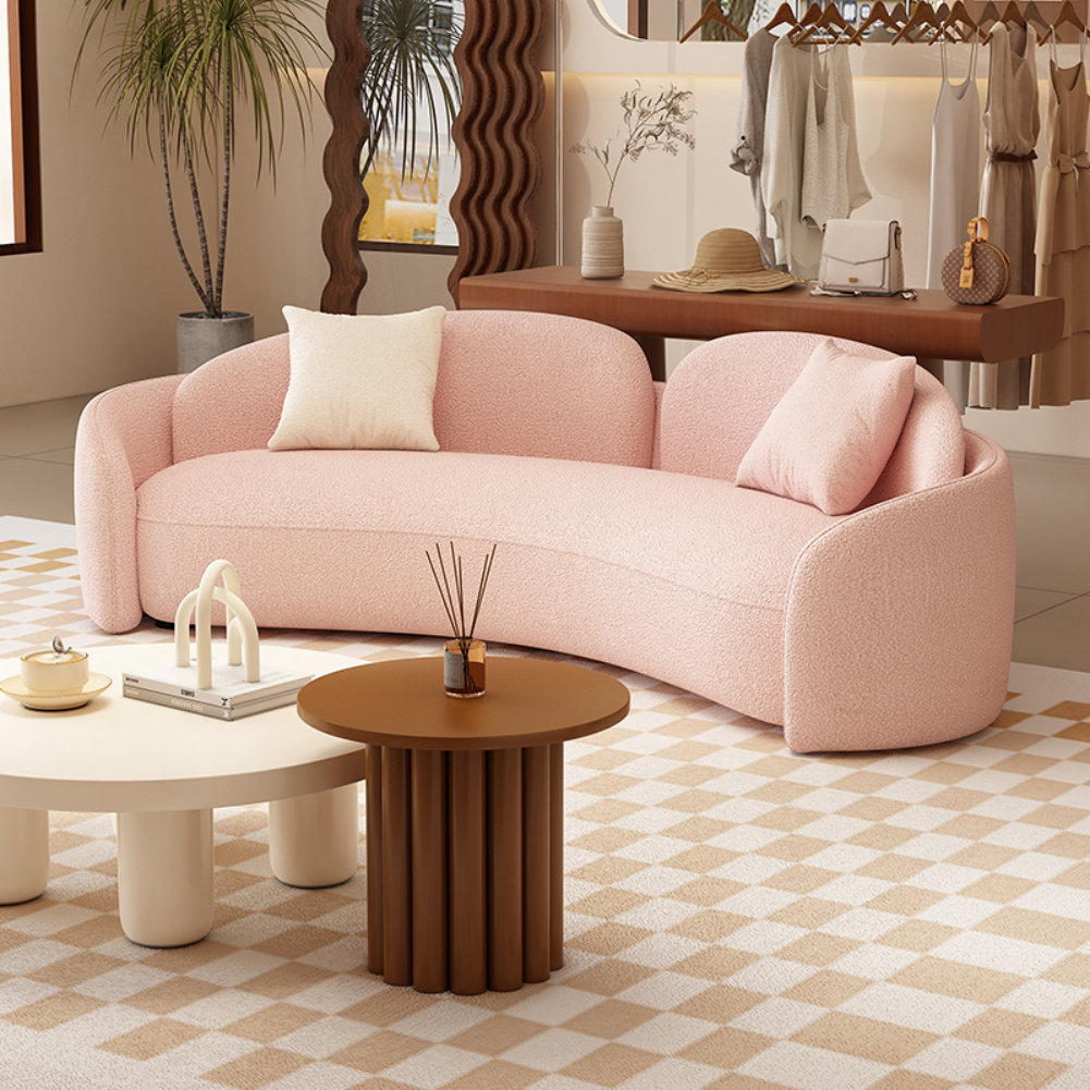 Orren Ellis French Cream Style Pink Curved Sofa - Wayfair Canada