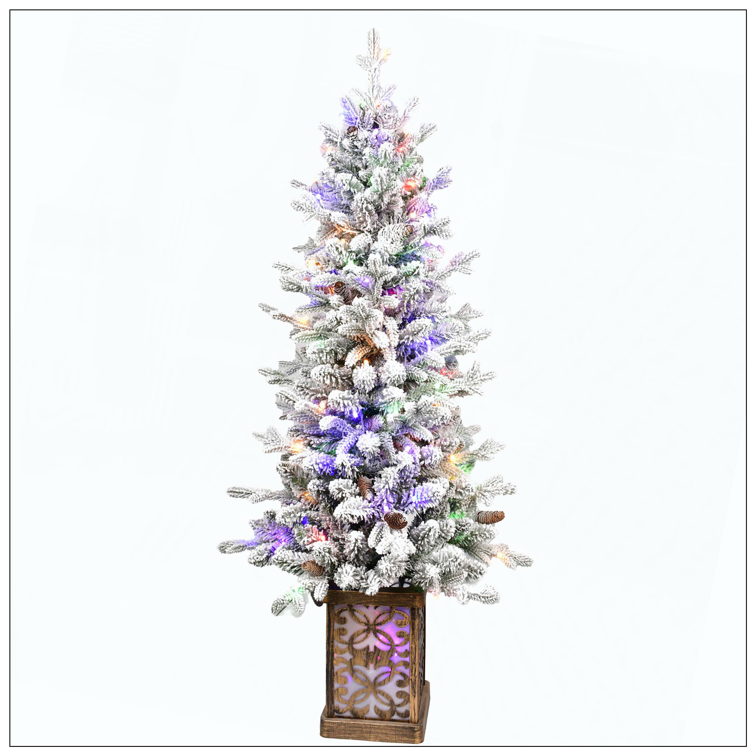 Charlton Home® Flocked Christmas Tree With LED Lights, 396 Tips ...