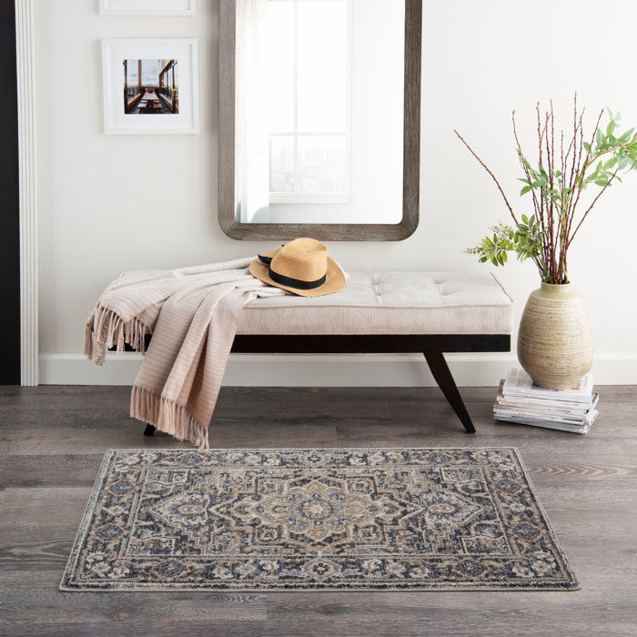 Bungalow Rose Melani Performance Blue/Beige Rug & Reviews | Wayfair